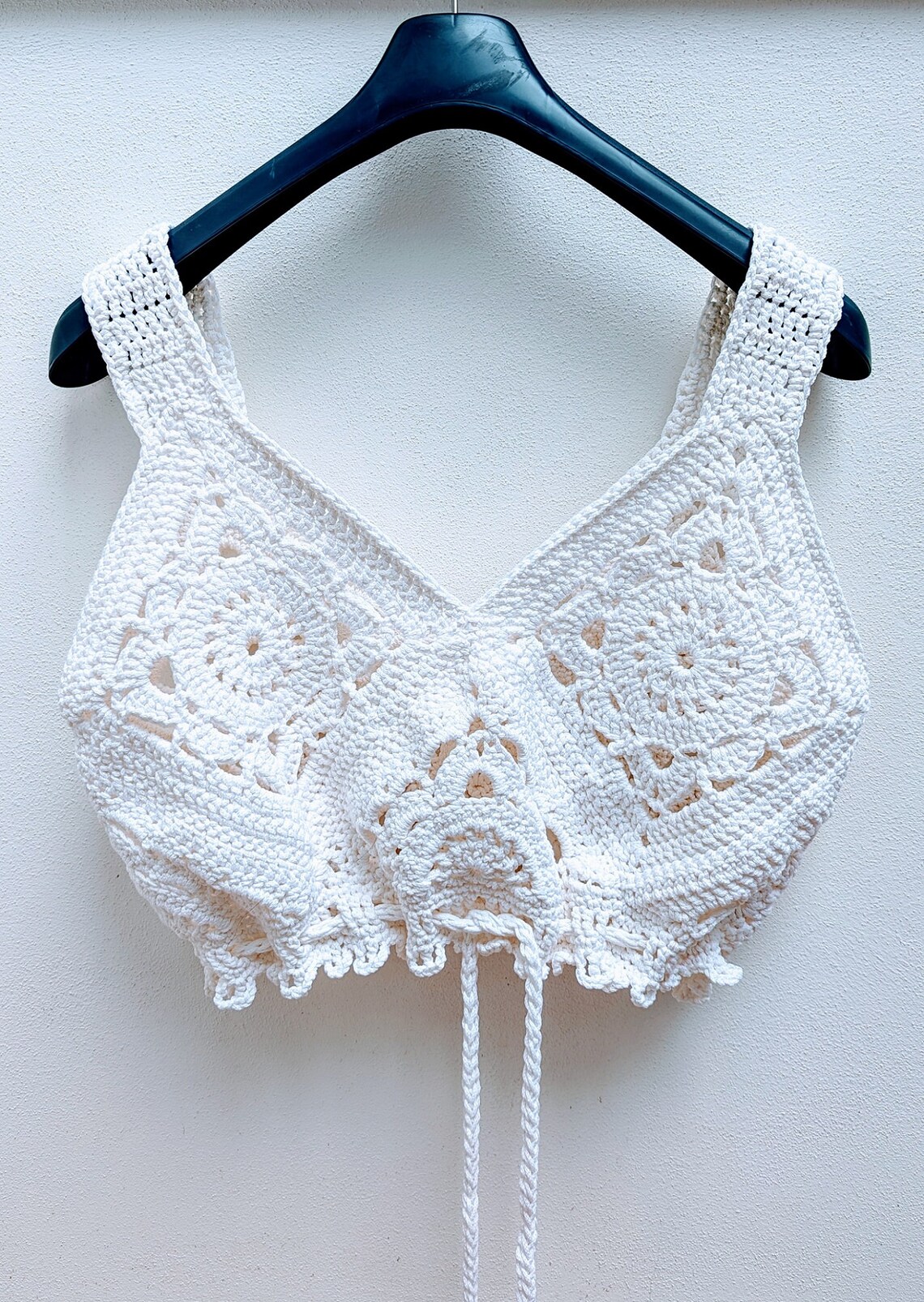 White Granny Square Top, Crochet Crop Top, Tank Top, White Crochet Top ...