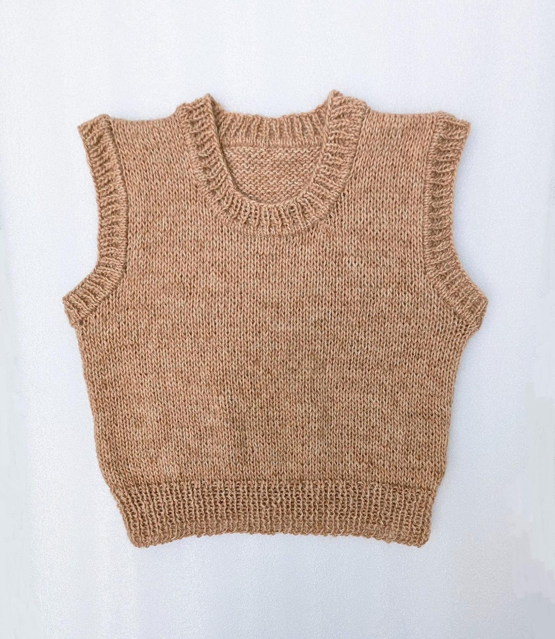 Brown Knit Vest, Woman Sleeveless Jumper, Beige Crochet Top, Chocolate ...