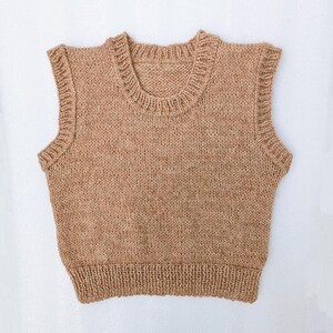 Brown Knit Vest, Woman Sleeveless Jumper, Beige Crochet Top, Chocolate ...