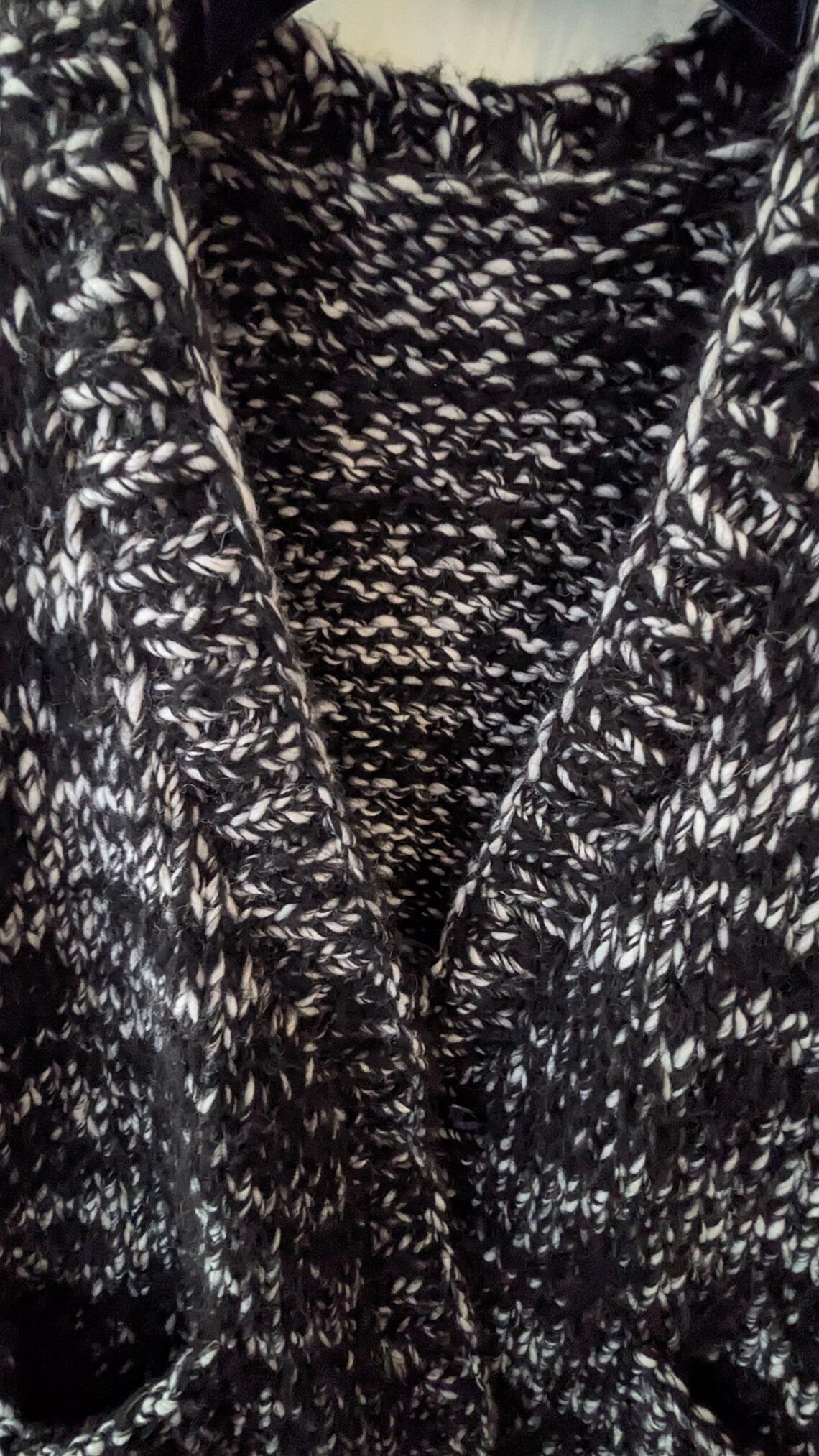 Large Knitted Vest, Black and White Waistcoat, Oversize Vest, Wide Knit ...