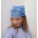 Light Blue Bandana, Lace Boho Bandana, Triangle Cotton Headband, Filet ...