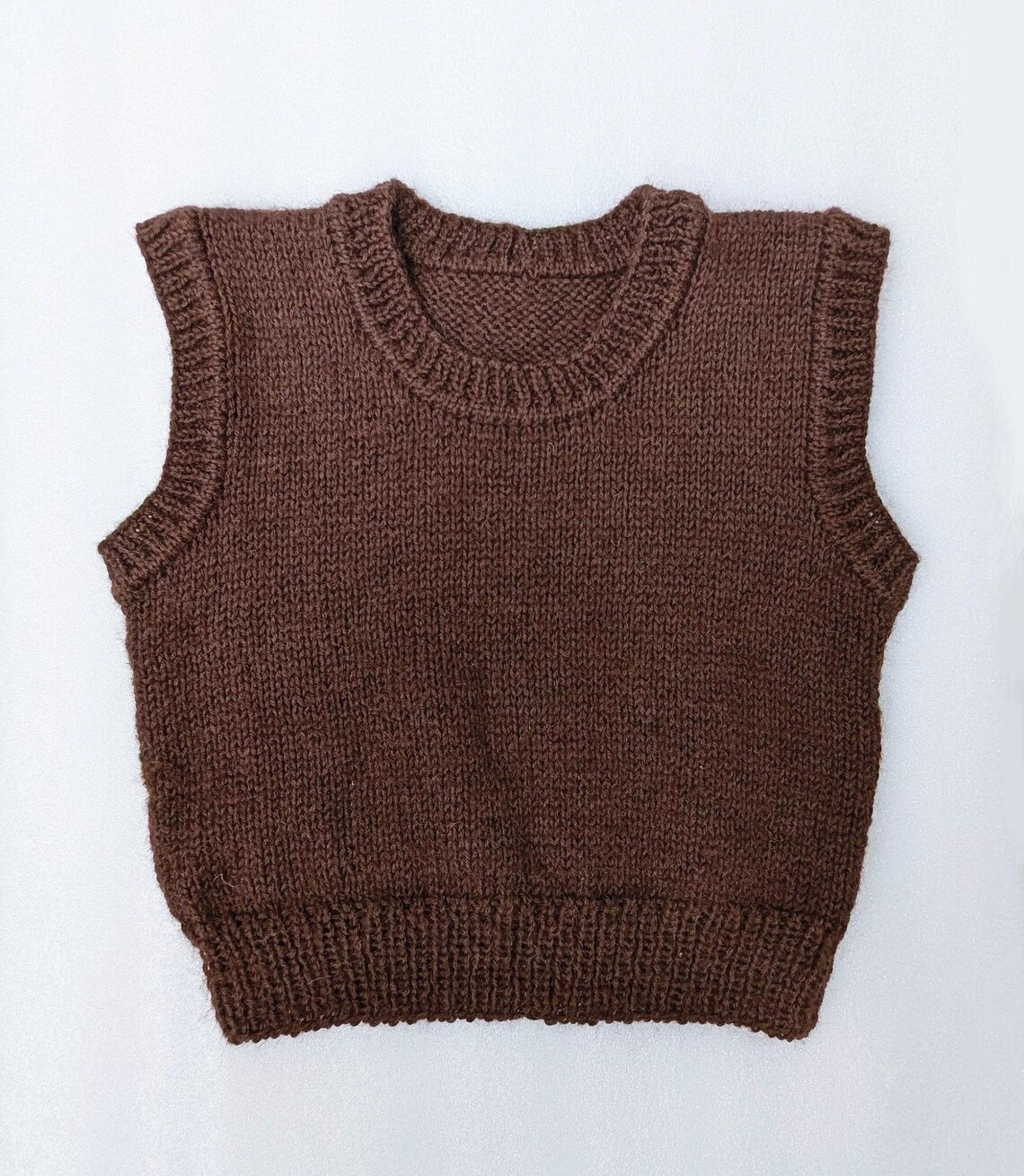 Brown Knit Vest, Woman Sleeveless Jumper, Beige Crochet Top, Chocolate ...