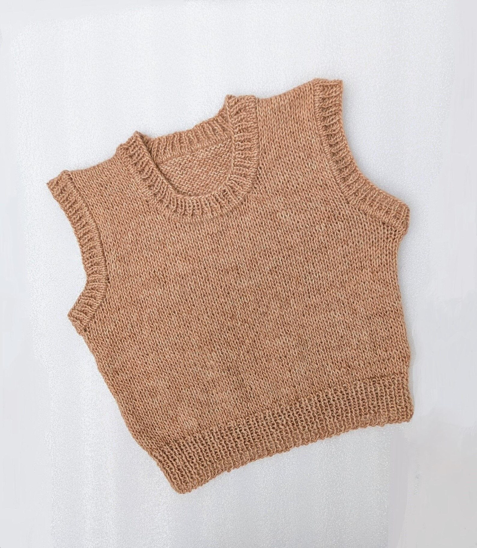 Brown Knit Vest, Woman Sleeveless Jumper, Beige Crochet Top, Chocolate ...