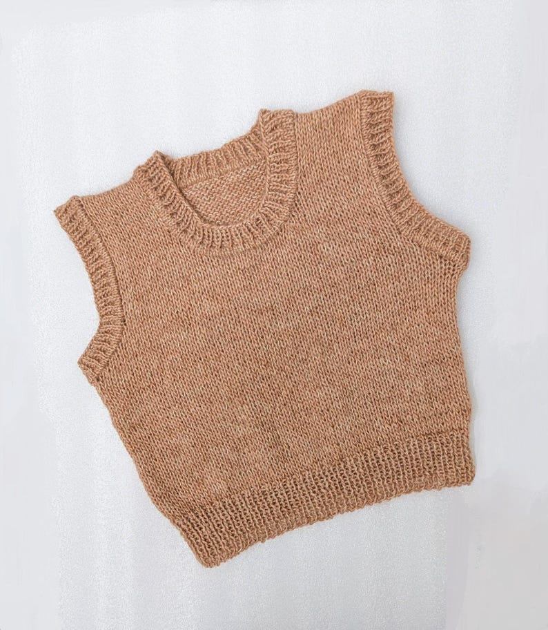 Brown Knit Vest, Woman Sleeveless Jumper, Beige Crochet Top, Chocolate ...