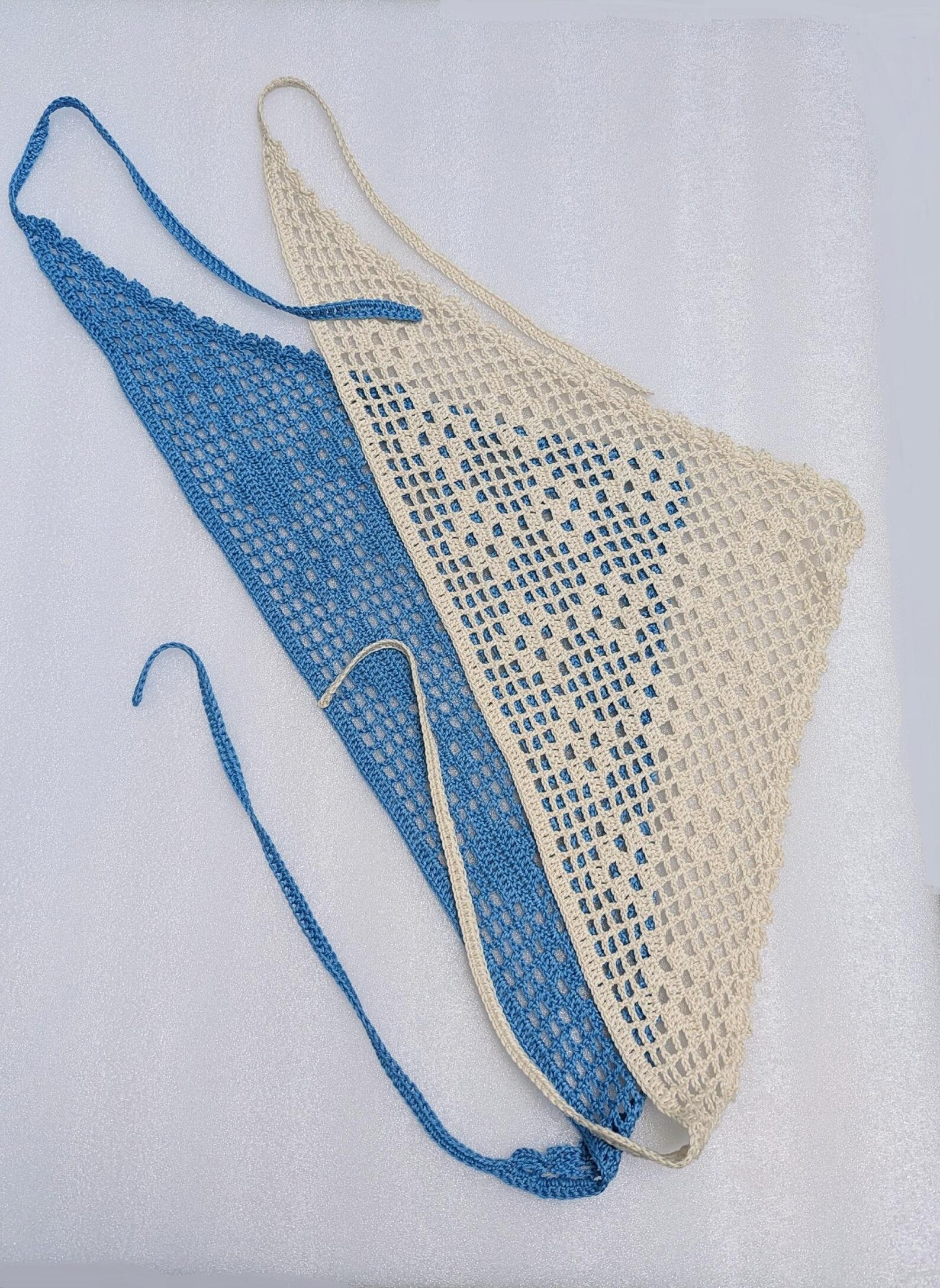 Filet Crochet Bandana, White Lace Bandana, Triangle Cotton Headband ...