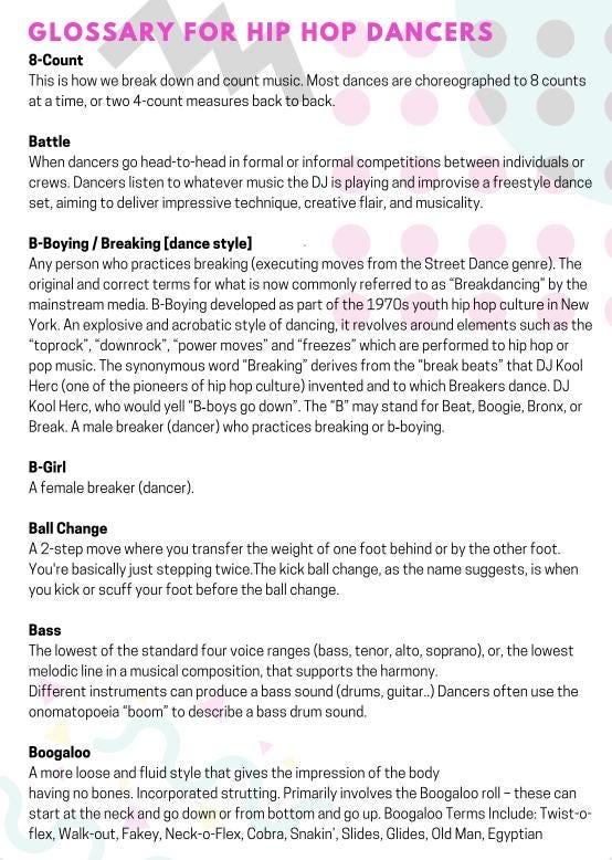 Glossary for Hip Hop Dancers - Etsy