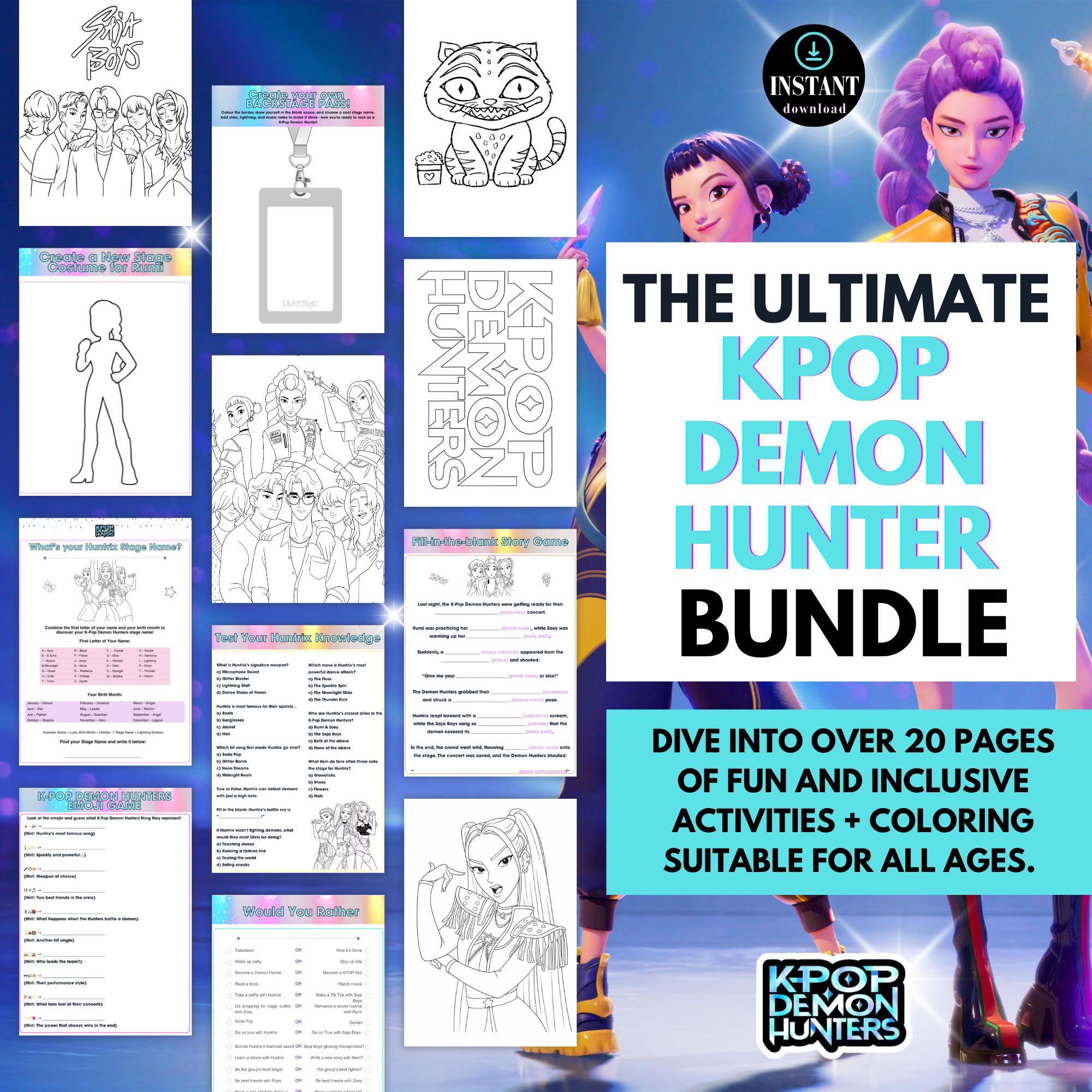 K-pop Demon Hunters Activity Pack | Printable Kids Games & Coloring ...
