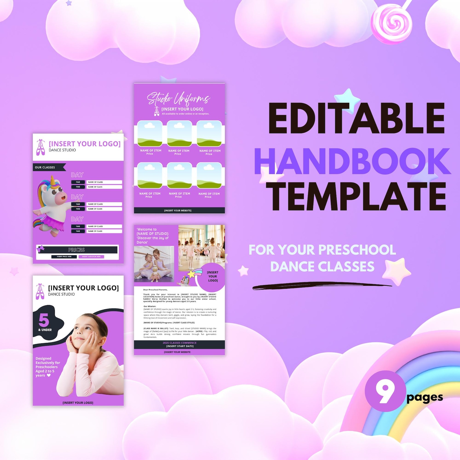 Editable Preschool Dance Studio Parent Handbook (digital Download) - Etsy