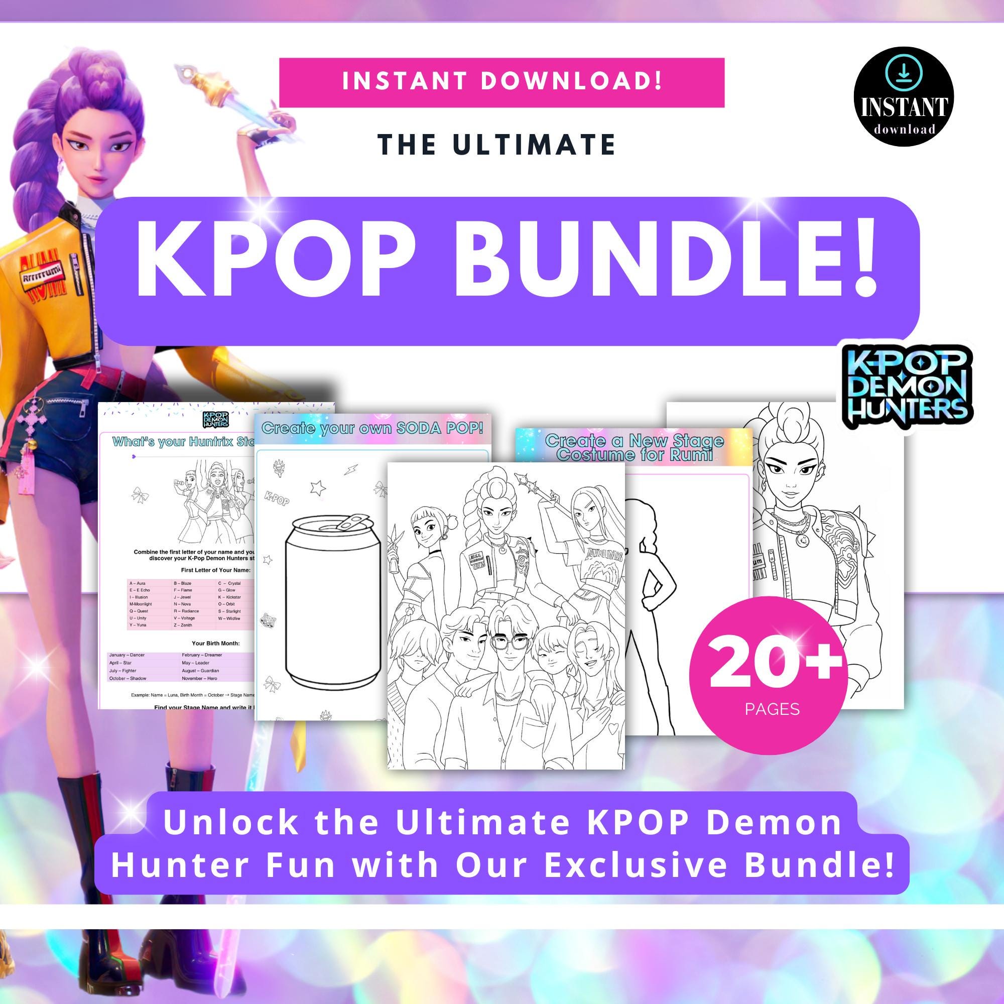 K-pop Demon Hunters Activity Pack | Printable Kids Games & Coloring ...