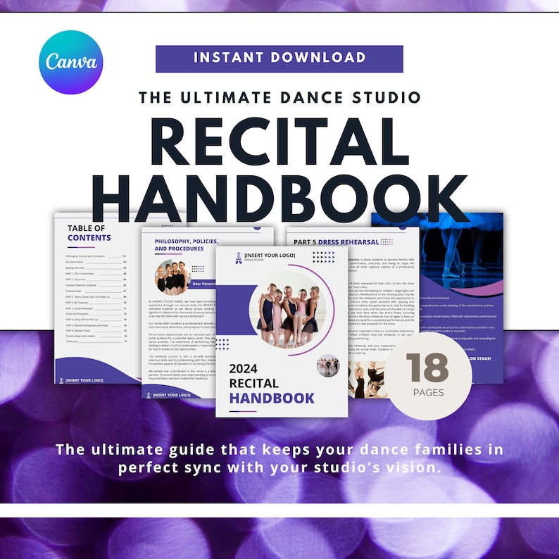 Editable Dance Recital Handbook Template - Etsy