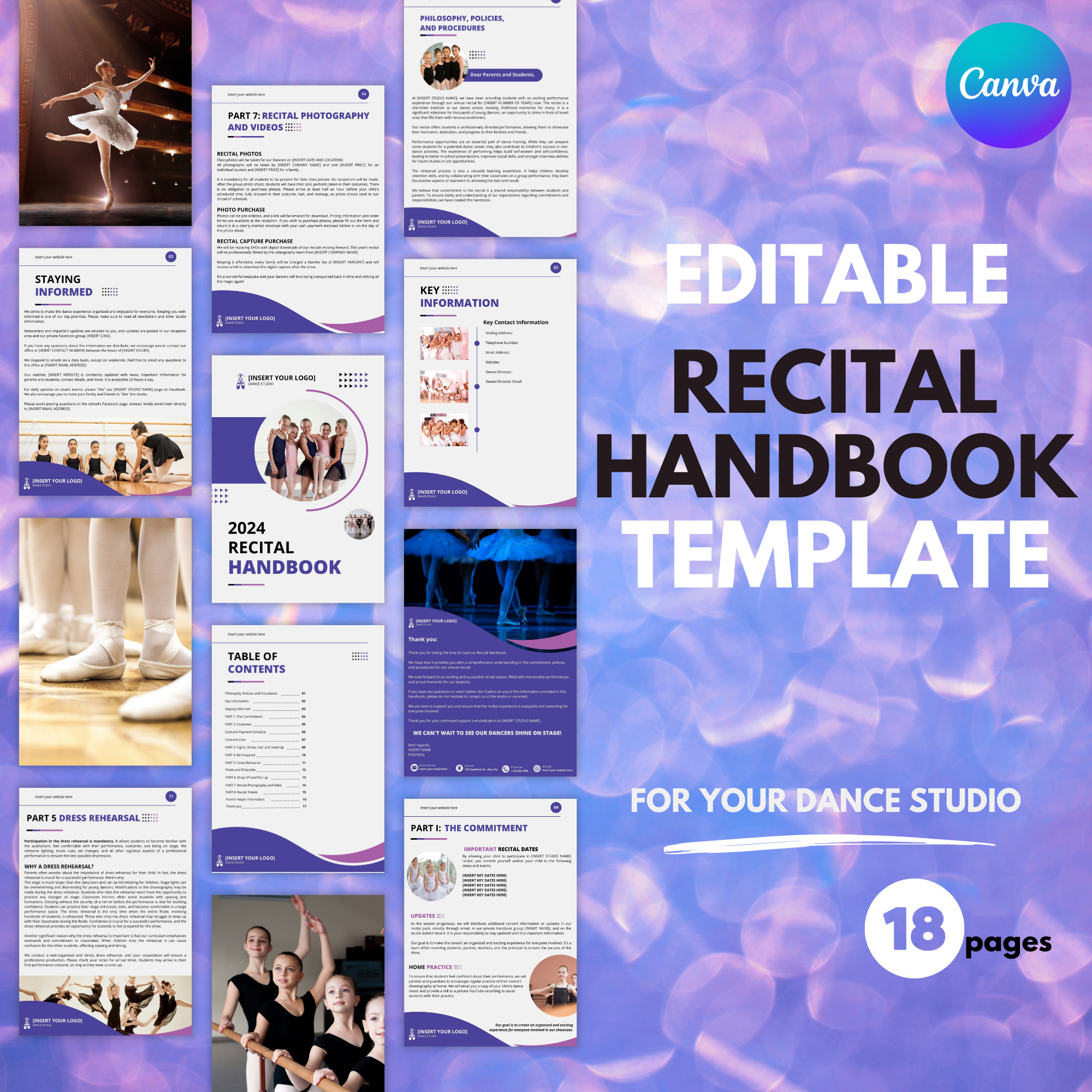 Editable Dance Recital Handbook Template - Etsy
