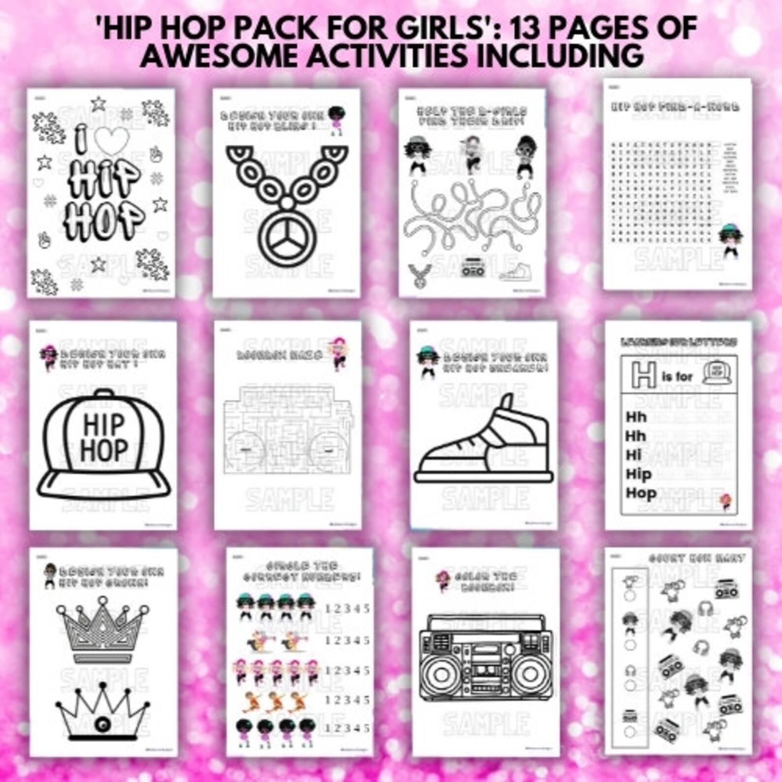 Hip Hop Activity Pack for Girls - Etsy