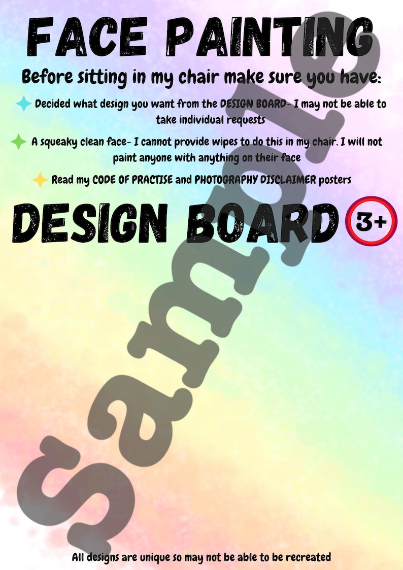 Disclaimer Posters, Word Board Display, Face Painting Signs, Canva ...