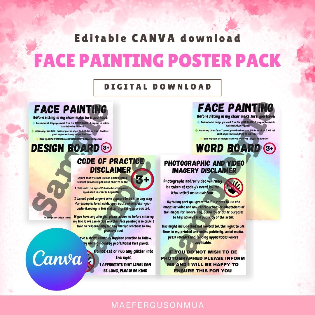 Disclaimer Posters, Word Board Display, Face Painting Signs, Canva ...