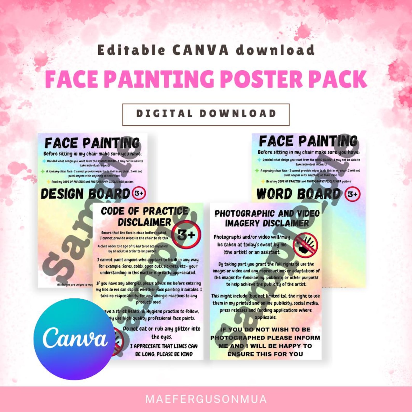Disclaimer Posters, Word Board Display, Face Painting Signs, Canva ...