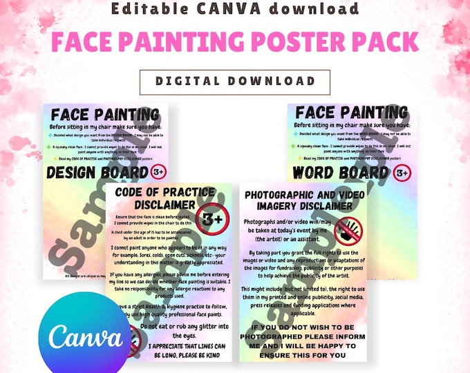 Facepainting Rules and Disclaimers Sign - Printable Download - Etsy UK