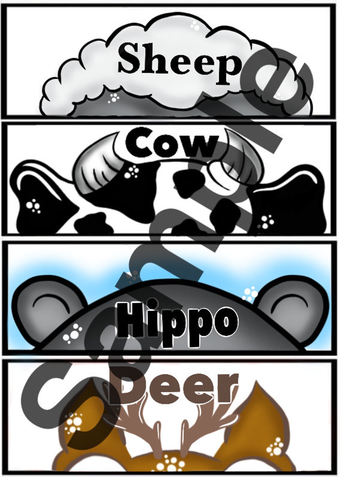 Animals Face Painting Word Board, Design Menu Board, Digital Downloads ...