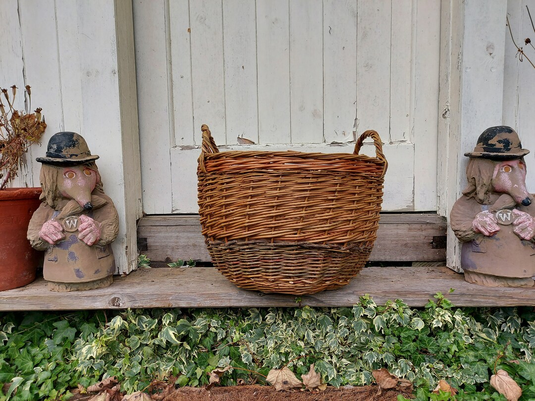 Rustic Willow Basket With Handles - Etsy