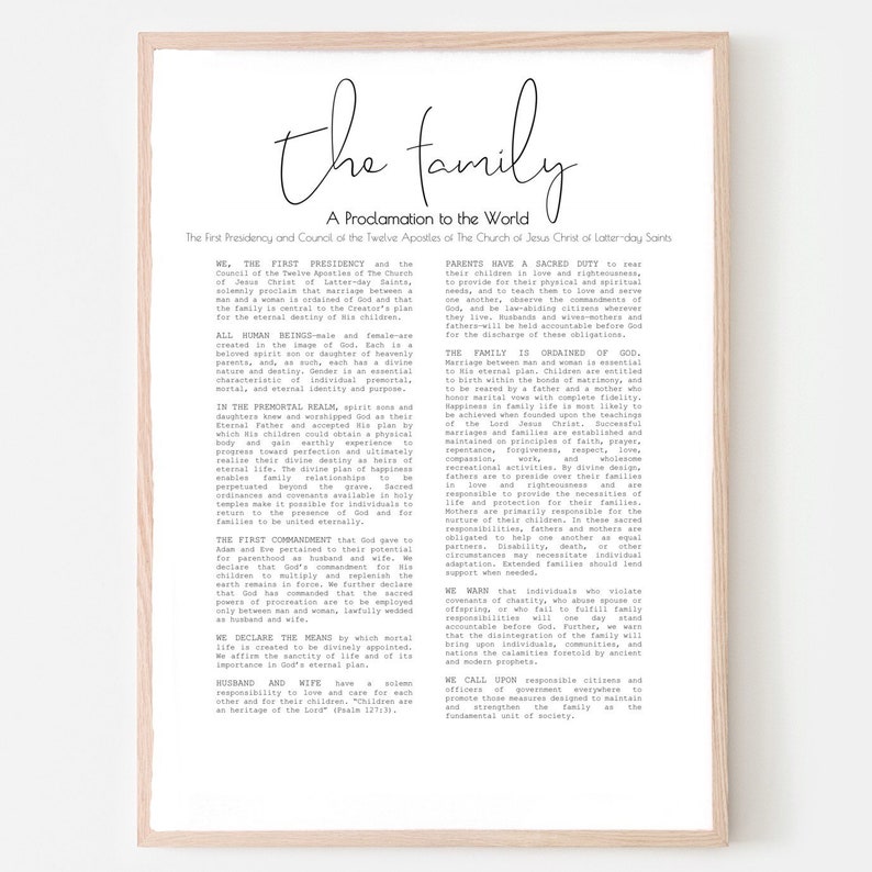 The Family Proclamation LDS Poster Instant Download - Etsy