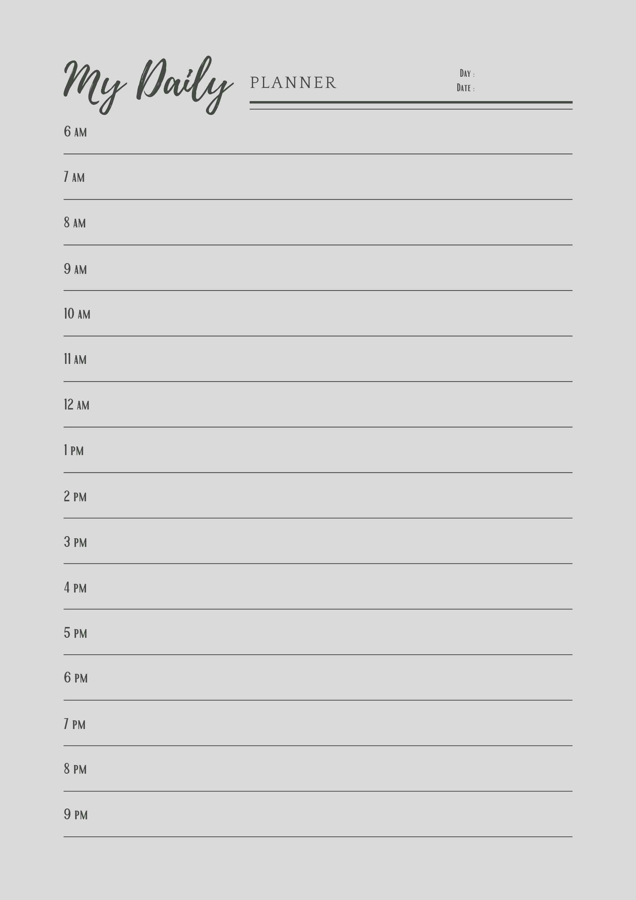 Gray Minimalist Printable Daily Planner - Etsy