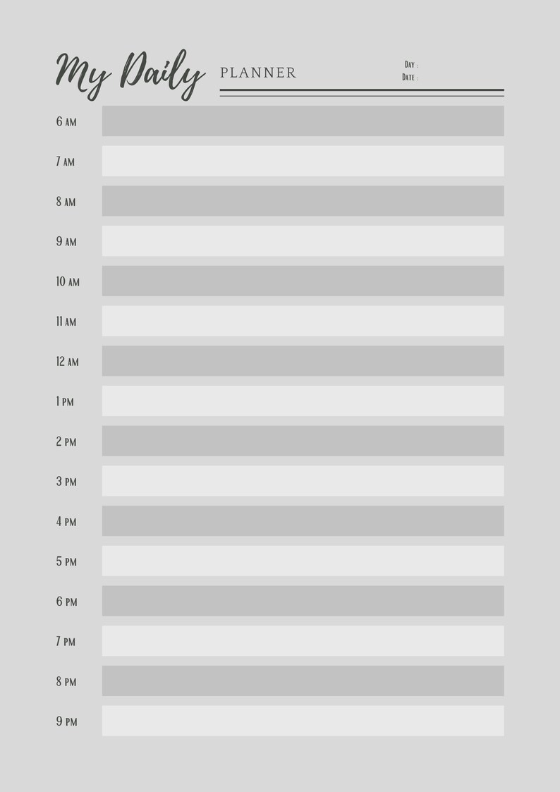 Gray Minimalist Printable Daily Planner - Etsy