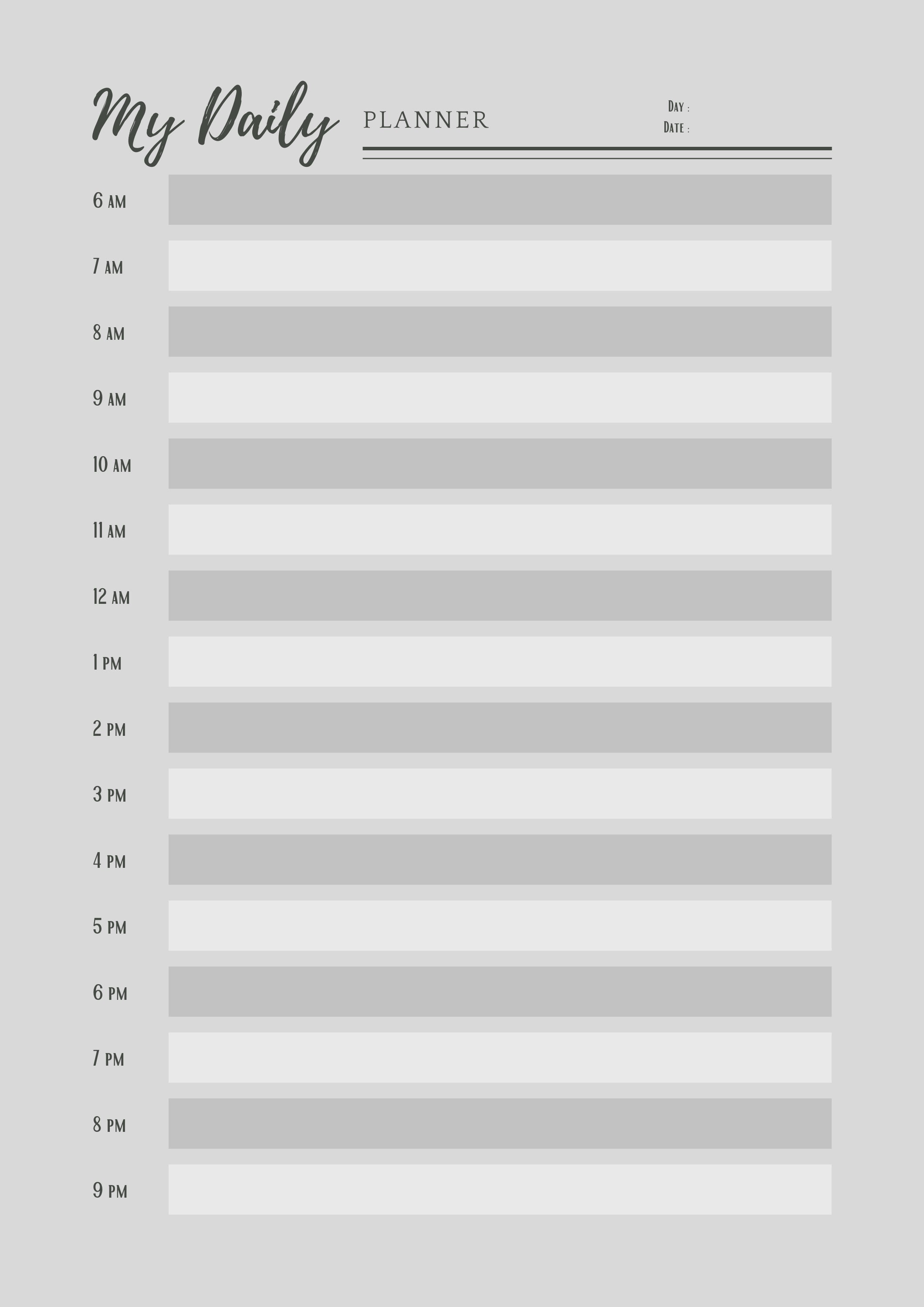 Gray Minimalist Printable Daily Planner - Etsy