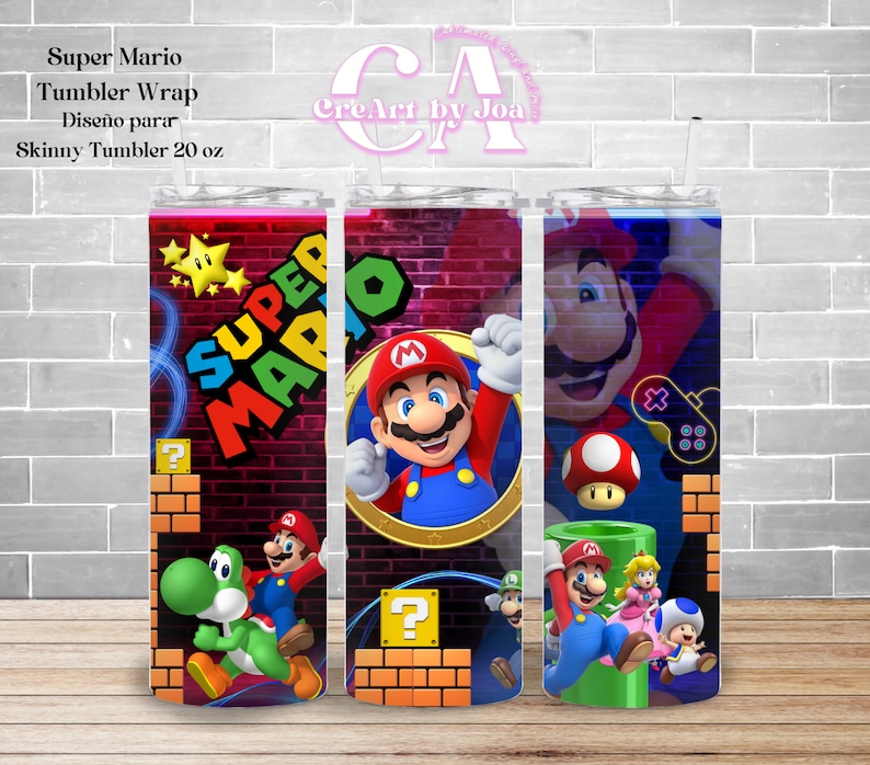 Super Mario Tumbler Wrap/ Vaso Delgado 20 Oz - Etsy