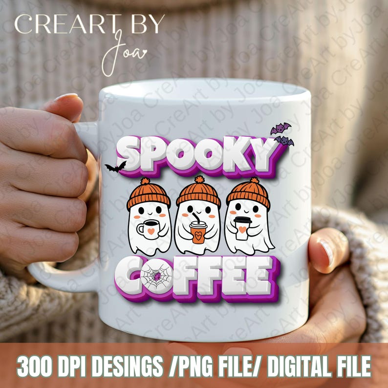 Spooky Coffee Ghost PNG, Cute Halloween Digital File - Etsy