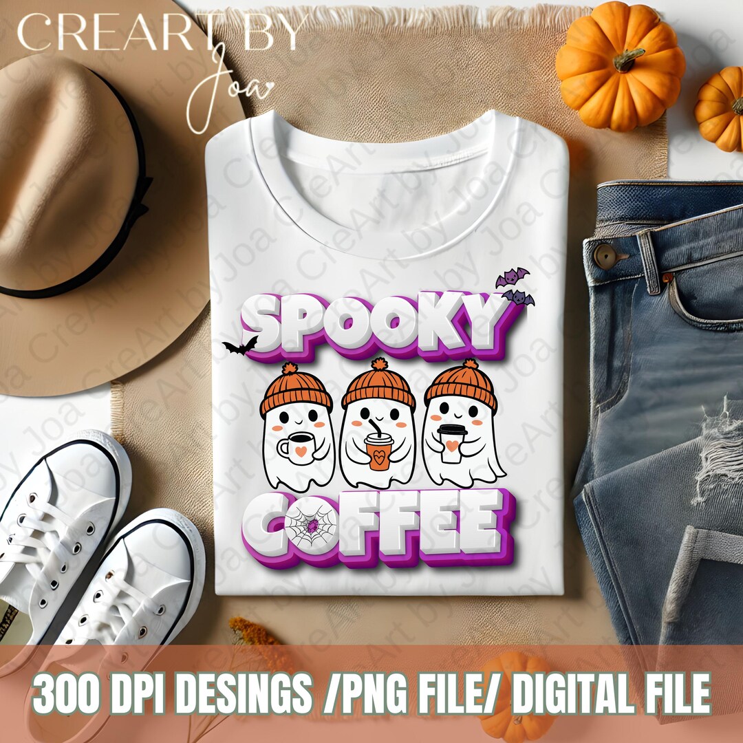 Spooky Coffee/ Cute Ghost/ PNG / Digital File - Etsy