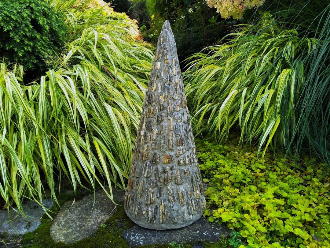 Large Cone Garden Figure, Handmade Decoration With Gneiss Stones ...