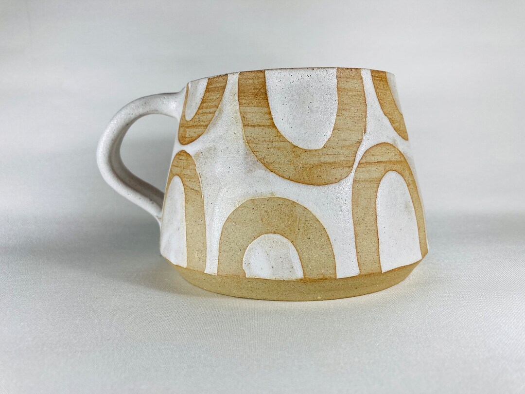 Rustic Large Matt White Abstract Hand Thrown Stoneware Pottery Mug - Etsy