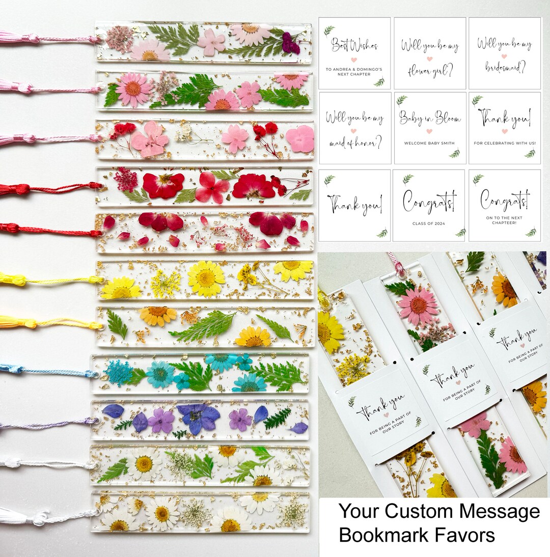 Custom Party Favors Flower Resin Party Favor Flower Resin Bookmark ...