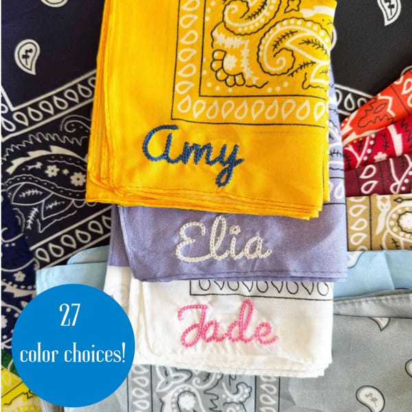 Embroidered Bandana - Etsy