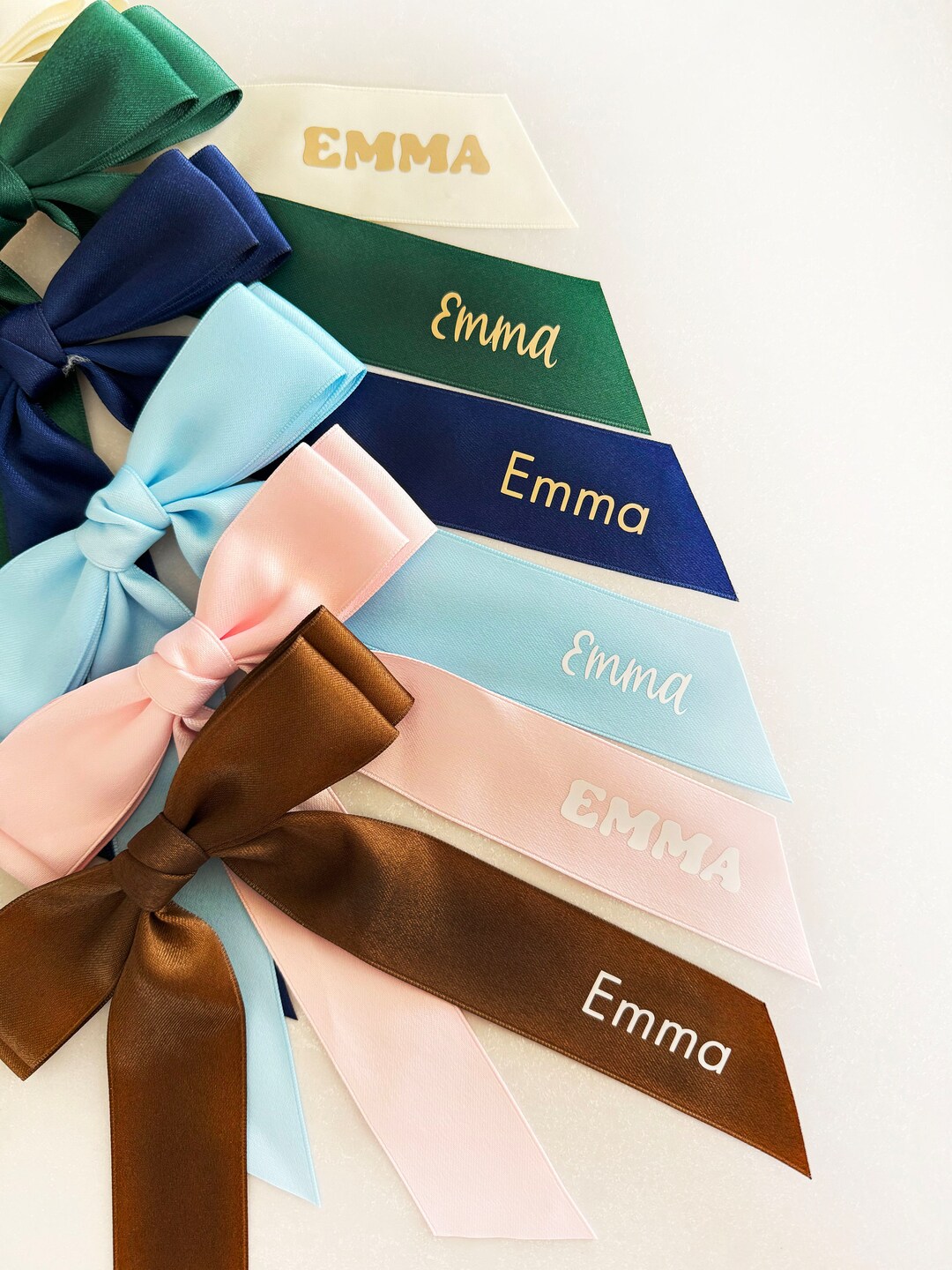 Personalized Double Satin Bow With Clip Custom Name Cheer Bow Long Tail ...
