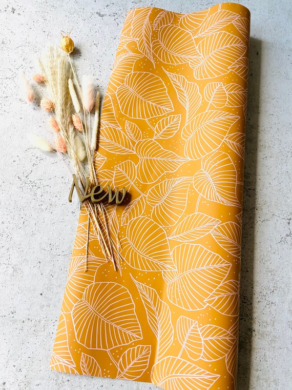 Gift wrapping paper 50 x 300 cm kraft paper mustard yellow and | Etsy