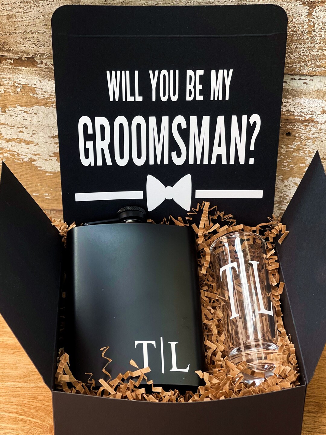 Groomsman Box, Groomsman Proposal Box, Wedding, Flask and Shot Glass ...