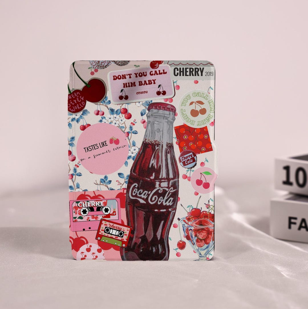 Retro Cherry Collage Kindle Paperwhite Case With Hand Strap for Kindle ...