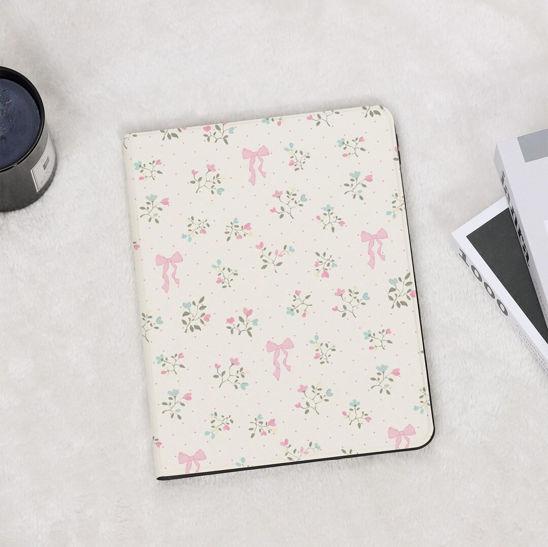 Cute Pink Bows Floral Painting iPad Case With Pencil Holder for iPad 11 ...
