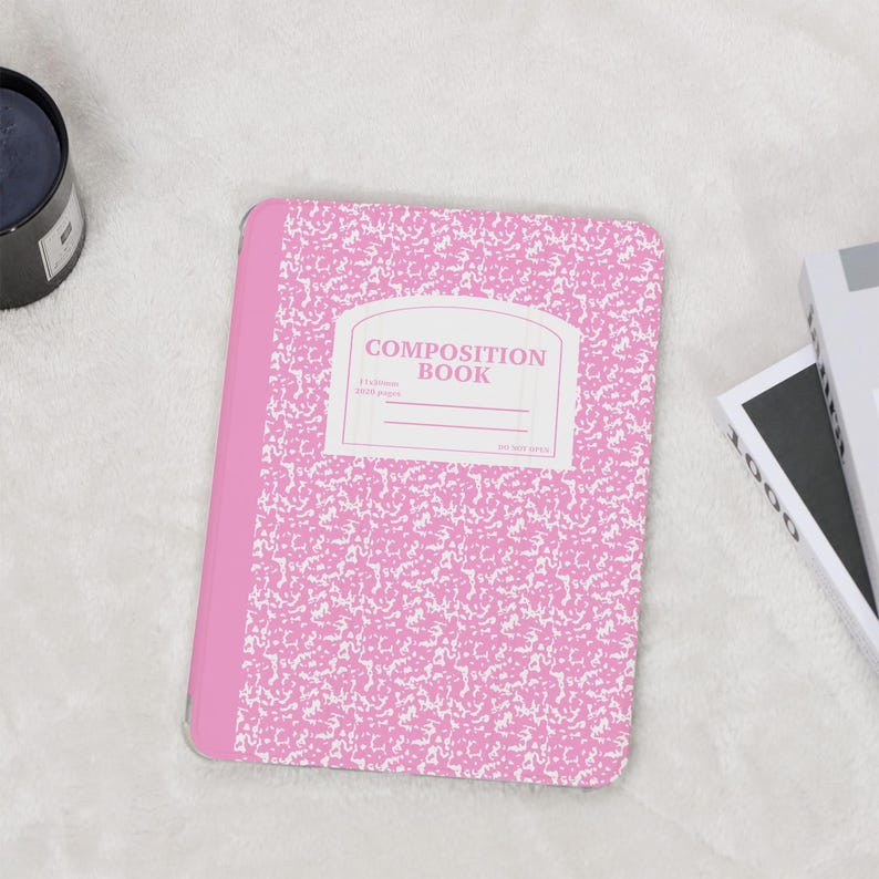 Pink Composition Book Cute iPad Case With Pencil Holder for iPad 11/10 ...