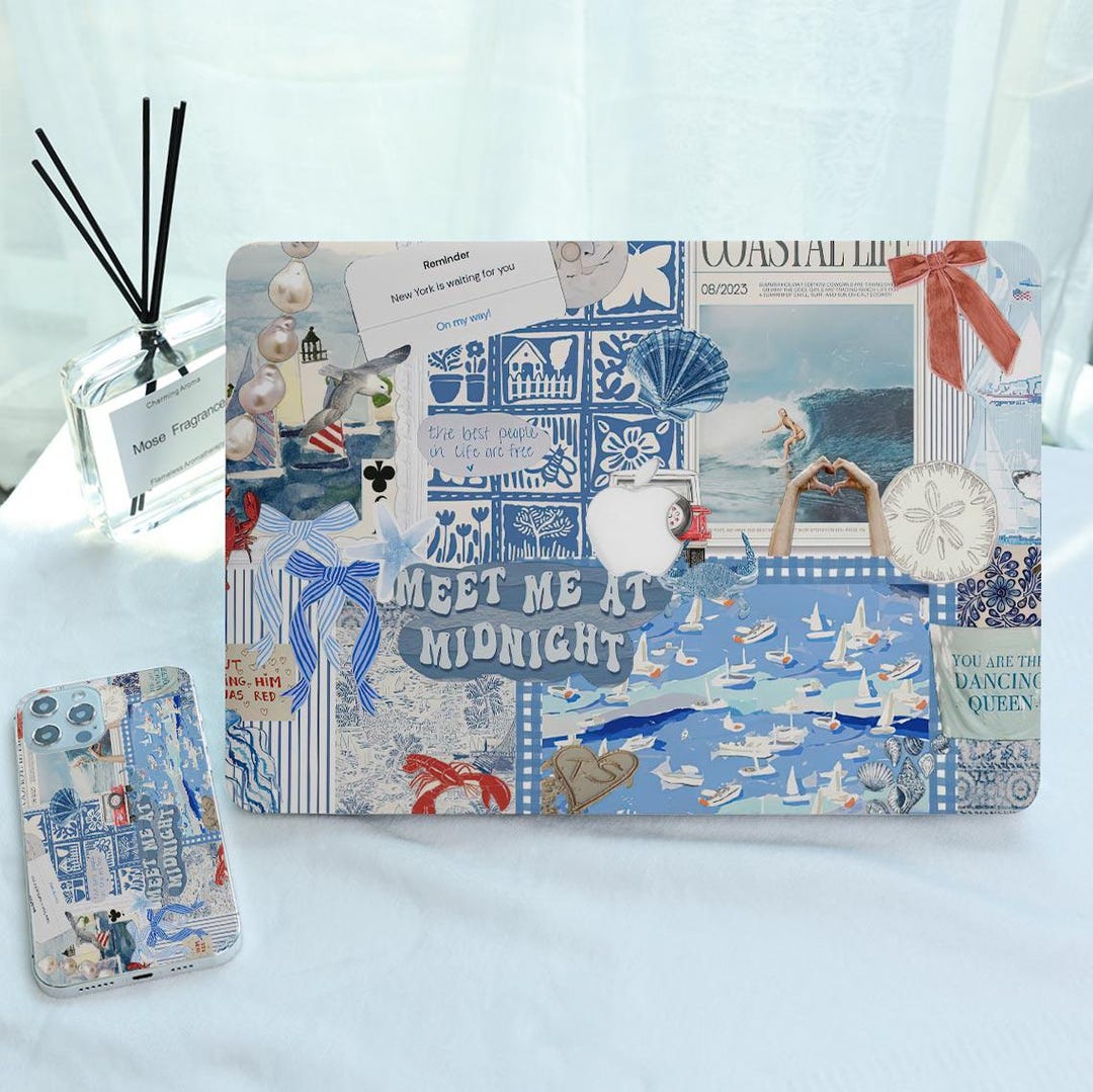 Blue Aesthetic Scrapbook Collage Cute MacBook Case for MacBook Air 15/ ...