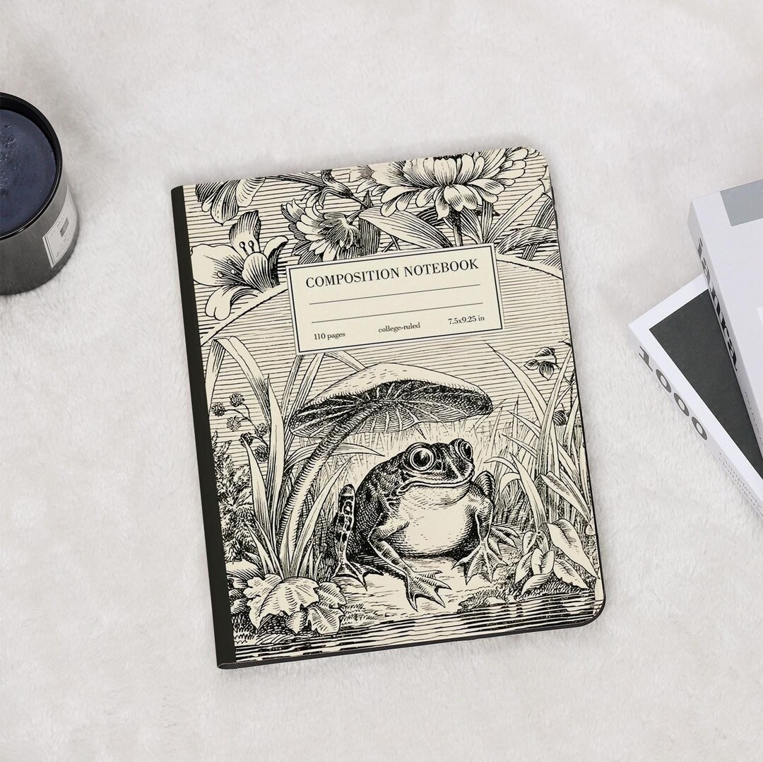 Frog Flower Composition Book iPad Case With Pencil Holder Cover for ...