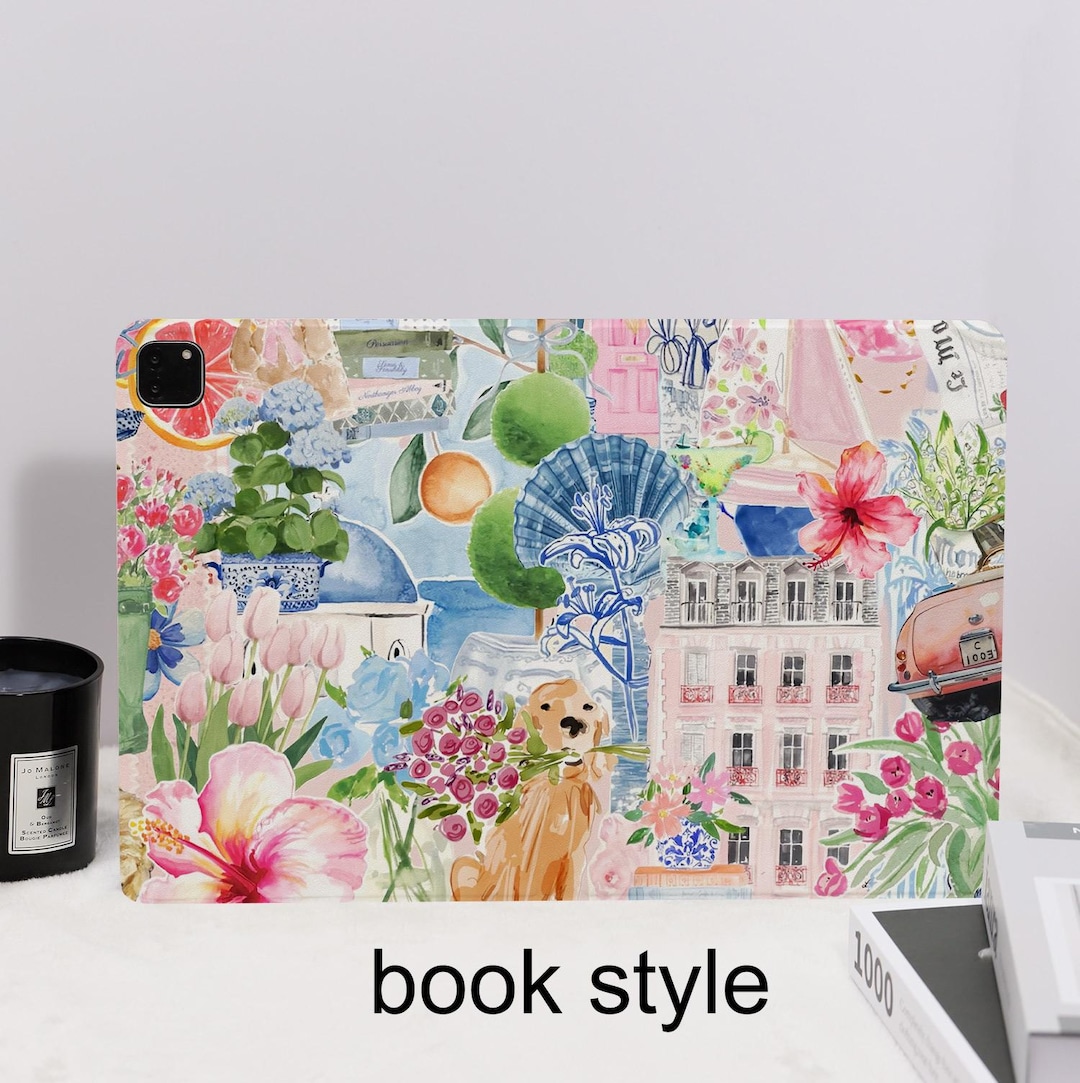 Pink Scrapbook Girly iPad Case With Pencil Holder Cover for iPad 11/10 ...