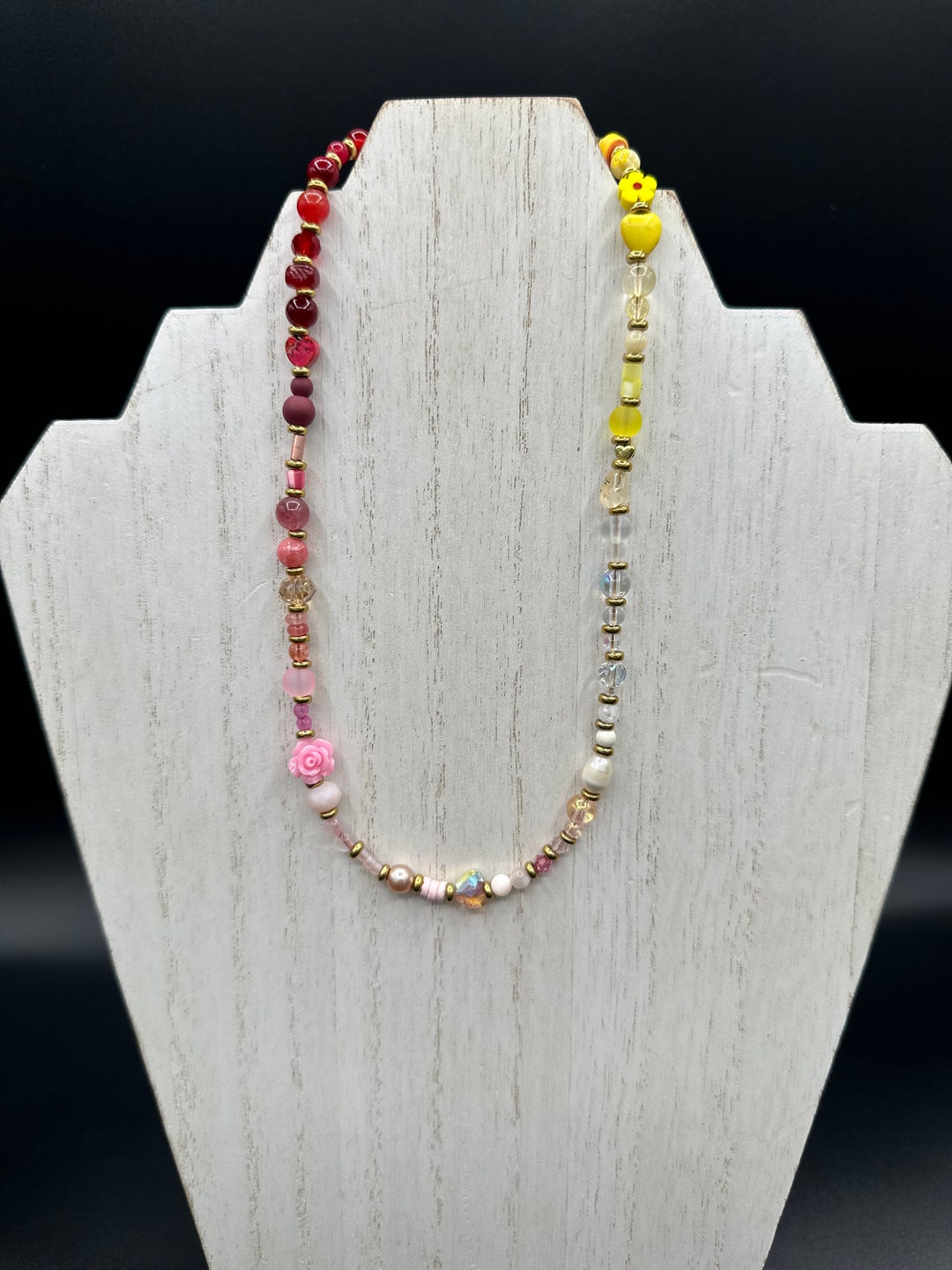 Rose Colored Natural Stone Necklace - Etsy