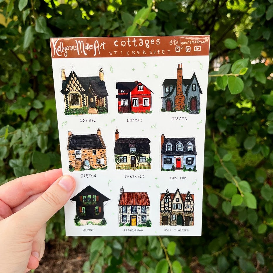 Cottages Sticker Sheet - Etsy