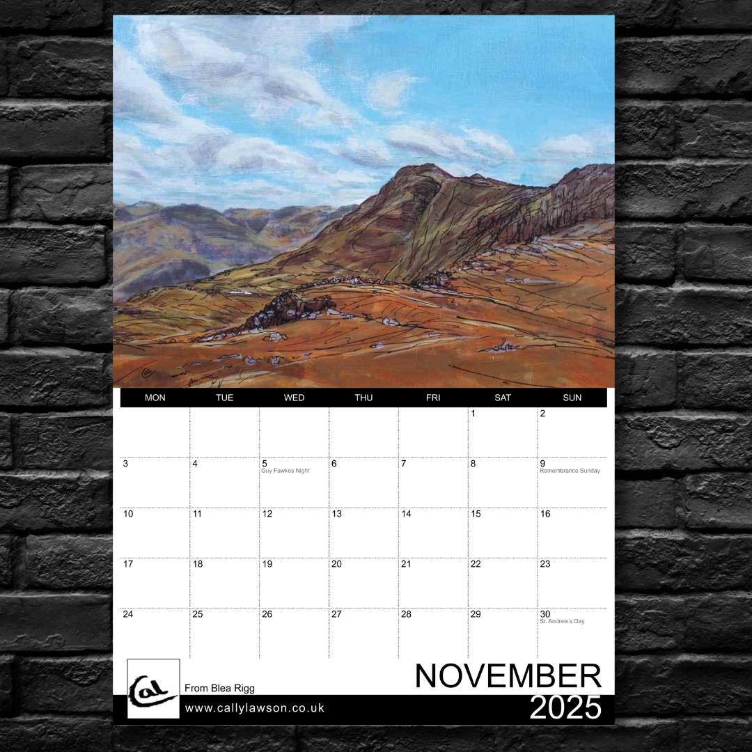 2025 Lake District Fells Calendar 12 Artworks From Cumbria Size A4 ...