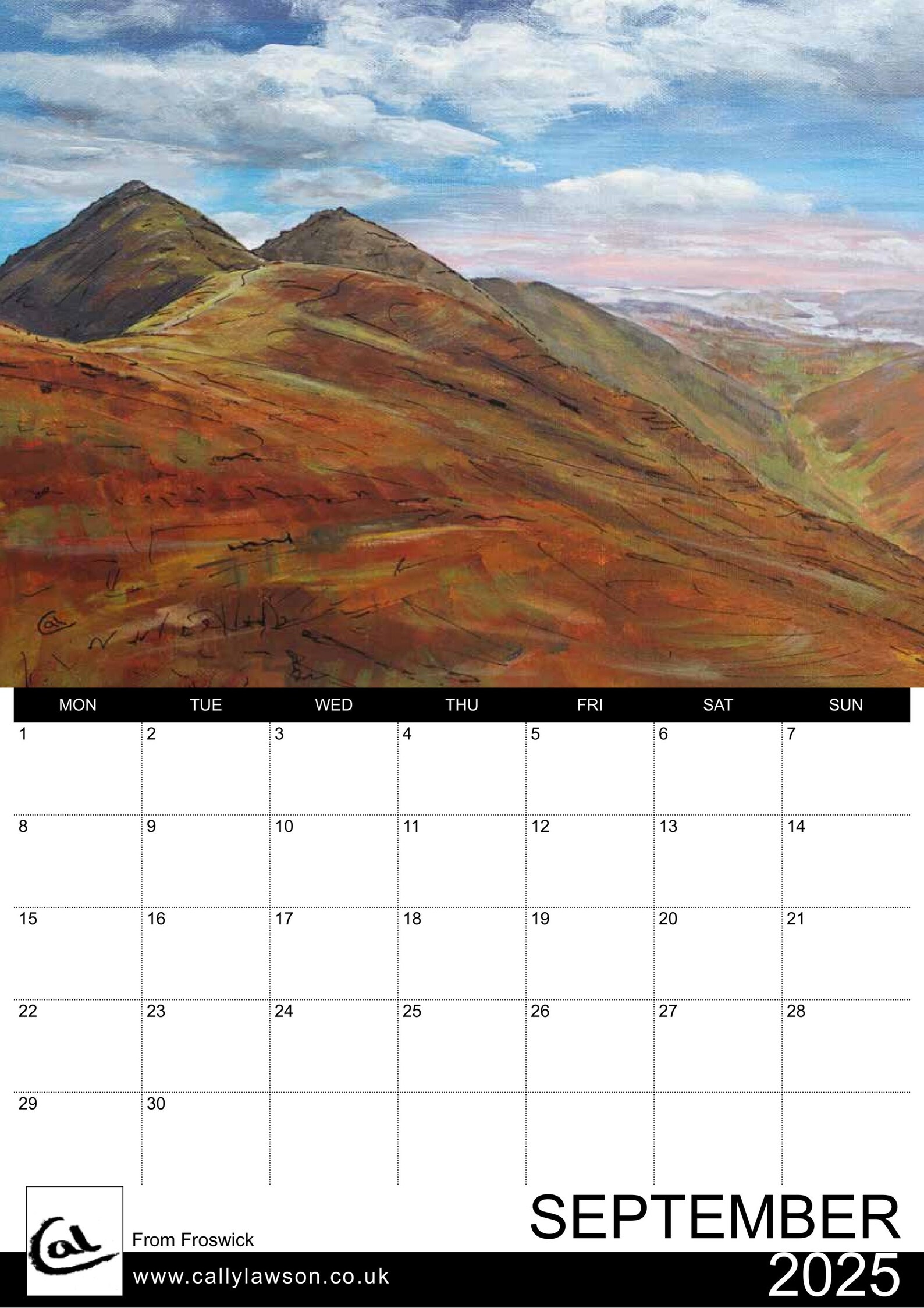 2025 Lake District Fells Calendar 12 Artworks From Cumbria Size A4 ...