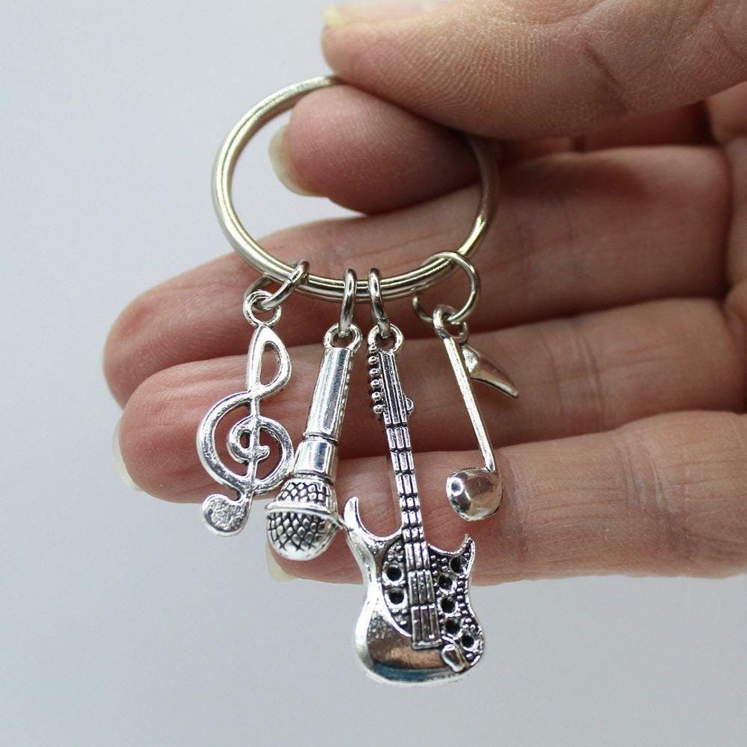Personalized Music Keyring: Guitar, Drums, Keyboard, and More - Etsy UK