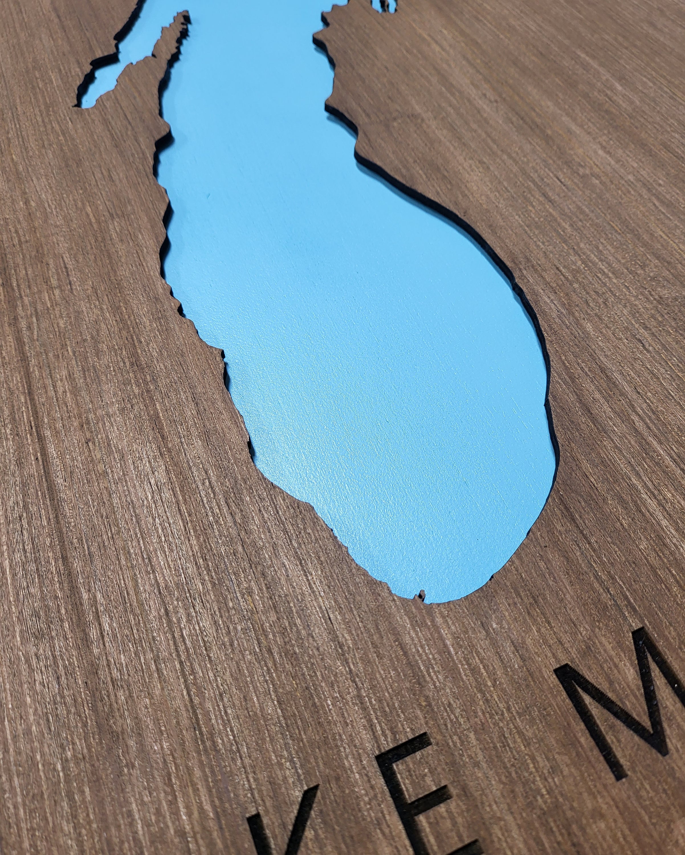 Any Lake - Custom Wood Lake Map - Wall Art- Dark Vintage & Blue - Etsy