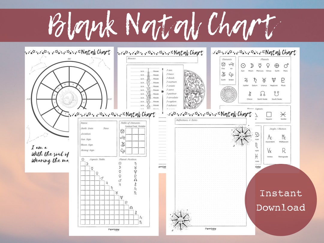 Blank Natal Chart Pages | Blank Birth Chart | Astrology | Zodiac ...