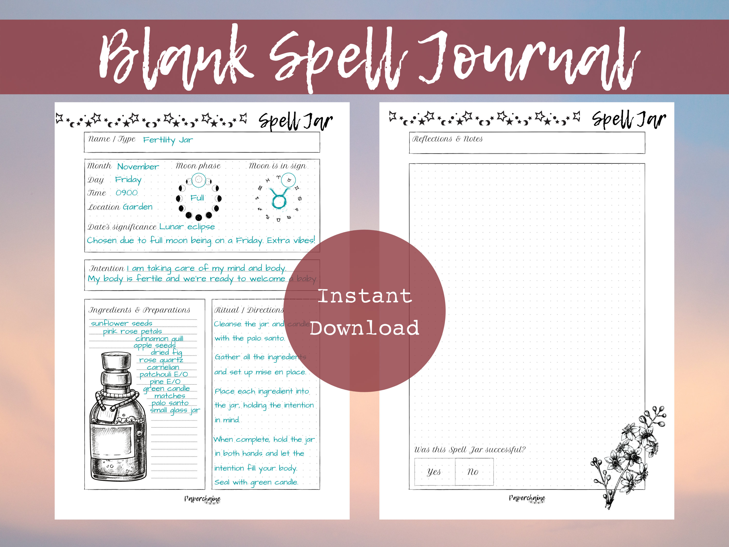 Blank Spell Journal Pages | Rituals & Spells | Witch | Wicca | Instant ...